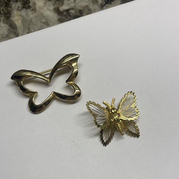 Monet | Jewelry | Lot Of 2 Costume Brooch Pins Gold Tone Butterflies ...